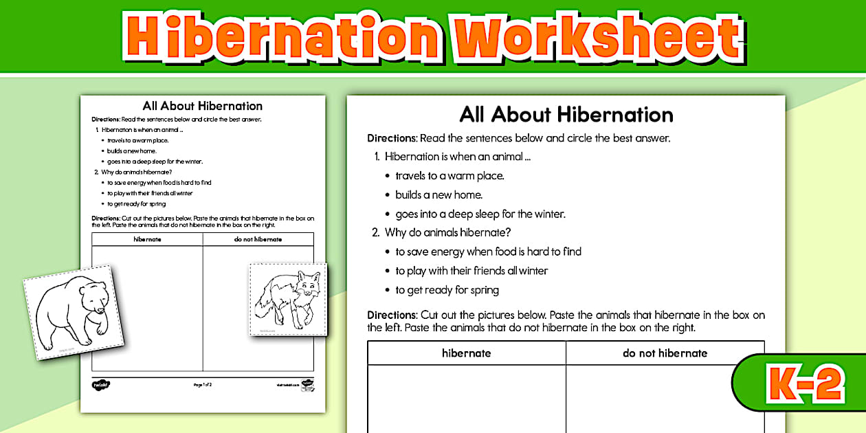 All About Hibernation Worksheet for K-2nd Grade