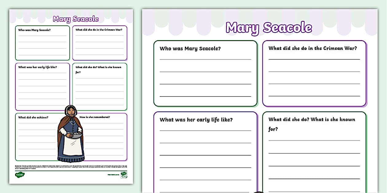 KS1 Mary Seacole Fact File Template (creat de profesori)