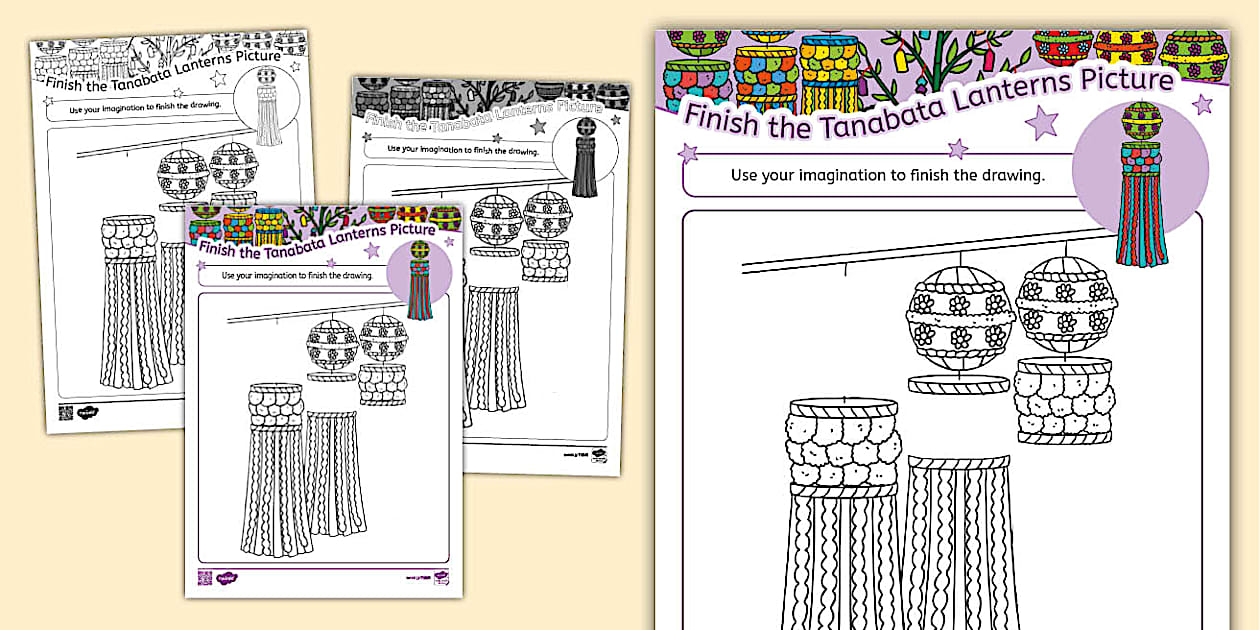 Finish the Tanabata Lanterns Worksheet (teacher made)