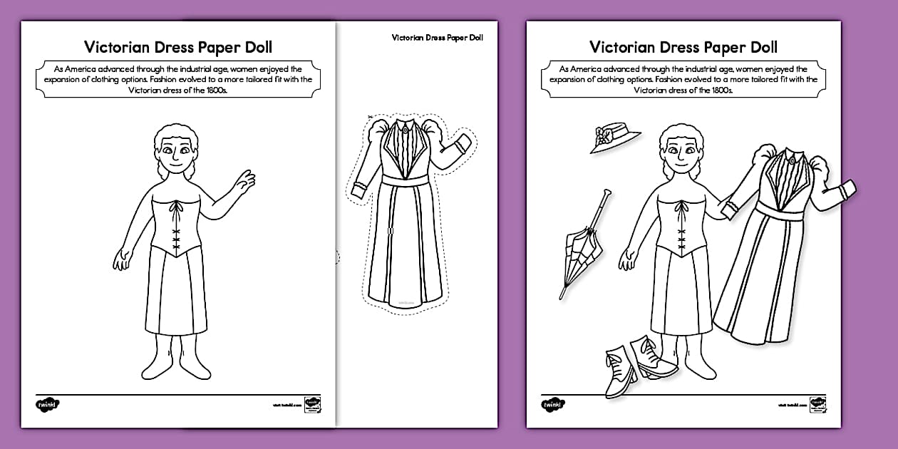 Printable Victorian Paper Dolls Worksheet | Twinkl USA