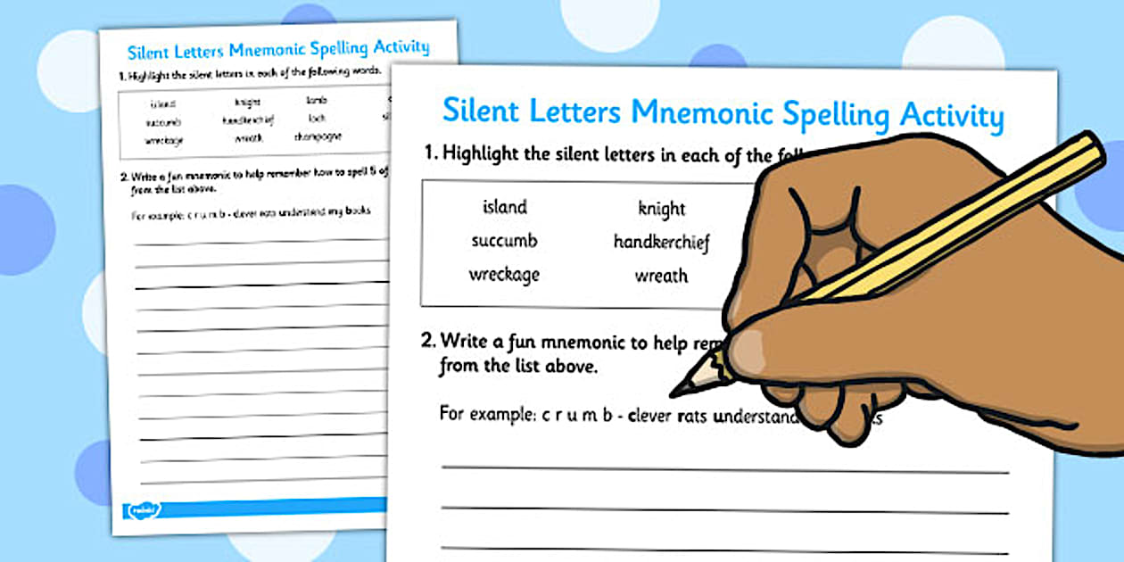 Black and White Silent Letters Mnemonic Spelling Activity