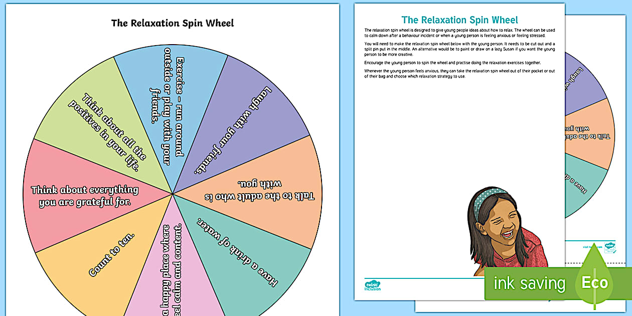 The Relaxation Spin Wheel Worksheet (teacher made) - Twinkl