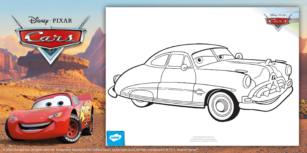 * NEW * Cars: Doc Hudson Colouring Page (teacher made)