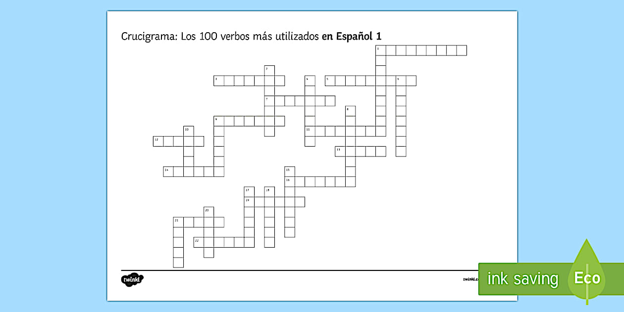 100 High Frequency Verbs 1 Crossword Spanish (teacher made)