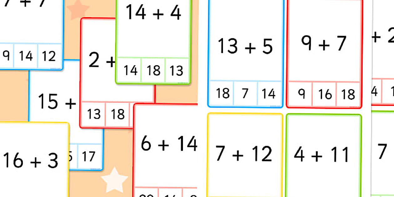 Editable Peg Card Sums Within 20 (teacher made) - Twinkl
