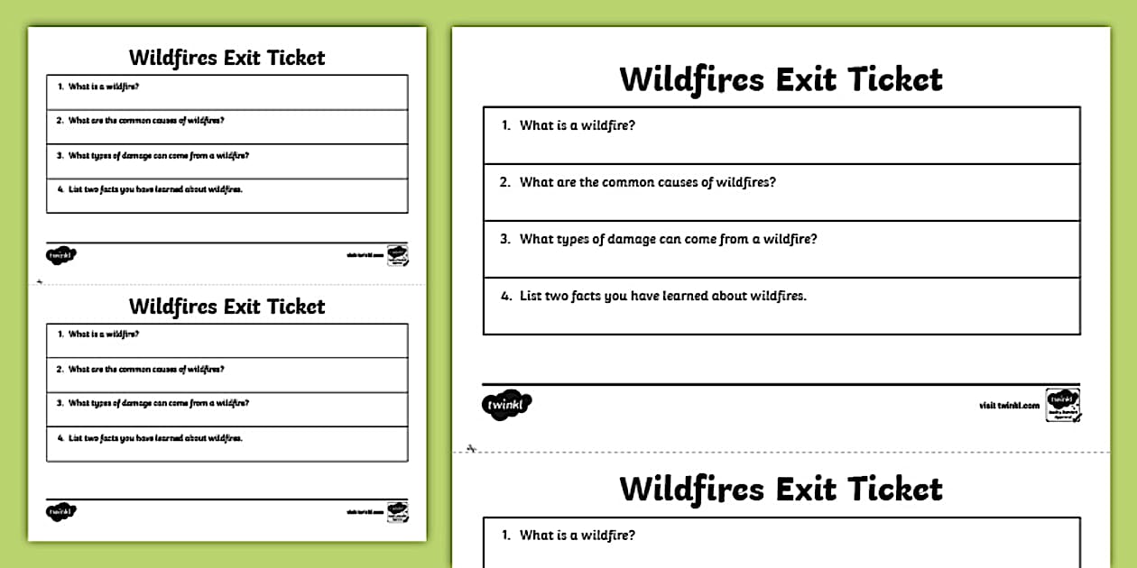 Wildfires Exit Ticket for 6th-8th Grade (teacher made)