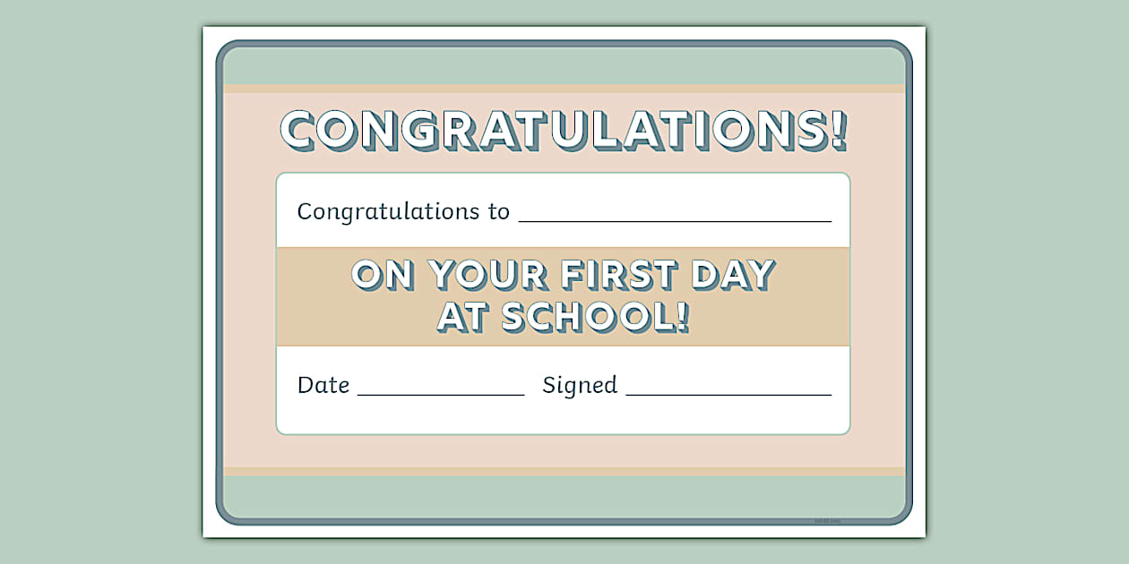 3D Effect Themed First Day of School Certificate - Twinkl