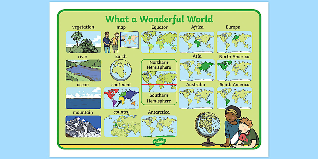 Black and White What a Wonderful World Word Mat - Twinkl