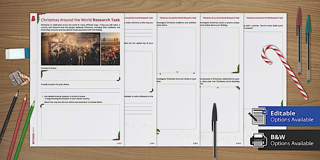 Christmas Around the World Research Task (teacher made)