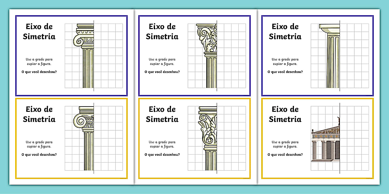 Atividade de simetria - Desenhe {colunas} gregas - Twinkl