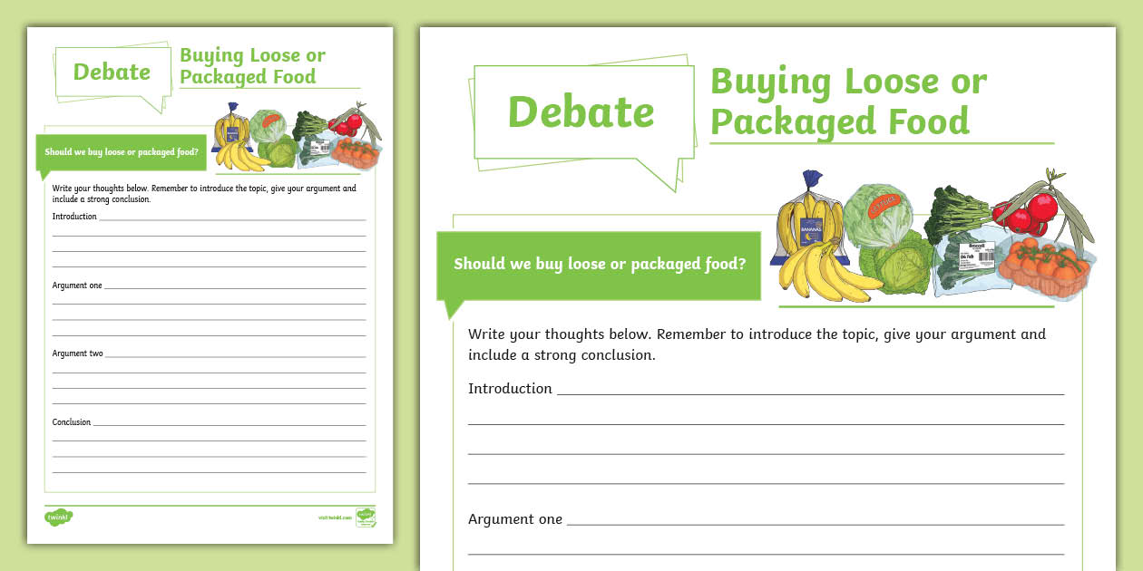 Buying Loose or Packaged Food Debate Writing Frame - Twinkl