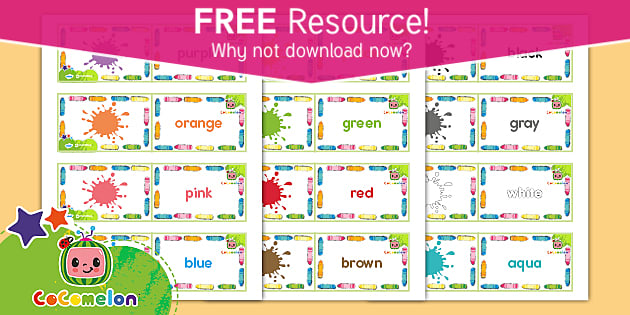 FREE CoComelon: Color Words and Pictures Matching Cards