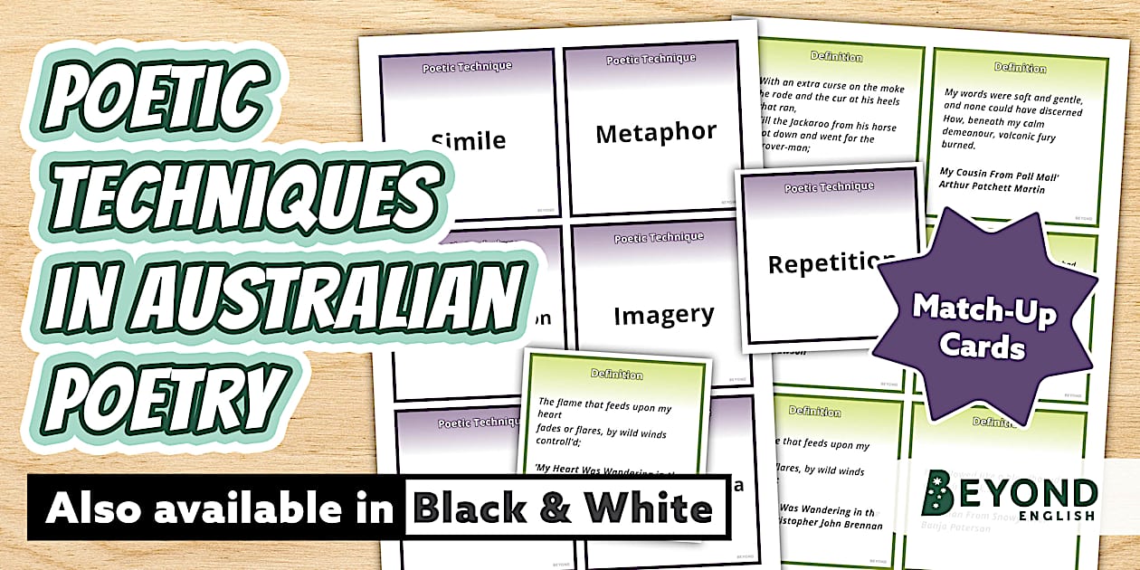 Poetic Techniques in Australian Poetry Match-Up Cards