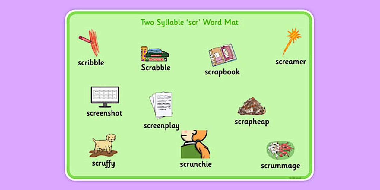 Dyslexic Two Syllable SCR Word Mat (professor feito)