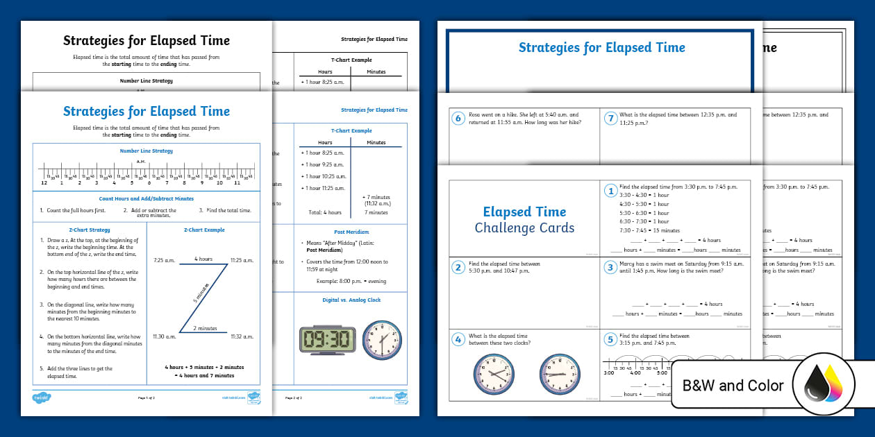 Third Grade Strategies for Elapsed Time Anchor Chart