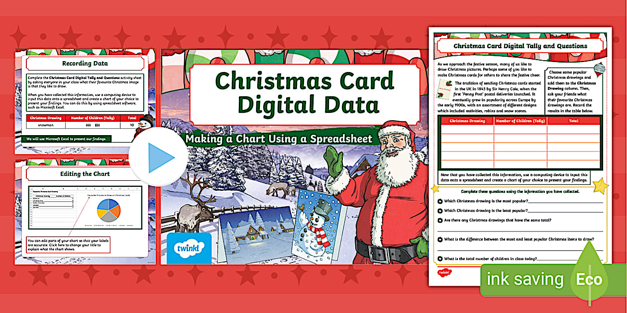 KS2 - Christmas Card Digital Data Activity (teacher made)