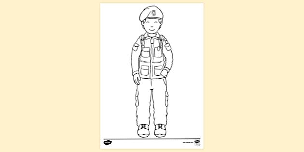 Male Armed Forces Colouring Sheet | Colouring Sheets