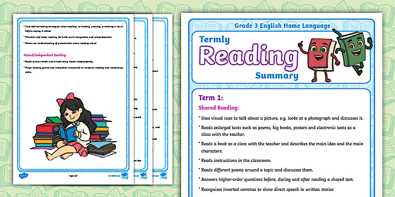 Grade 3 English Home Language: Termly Reading Summary