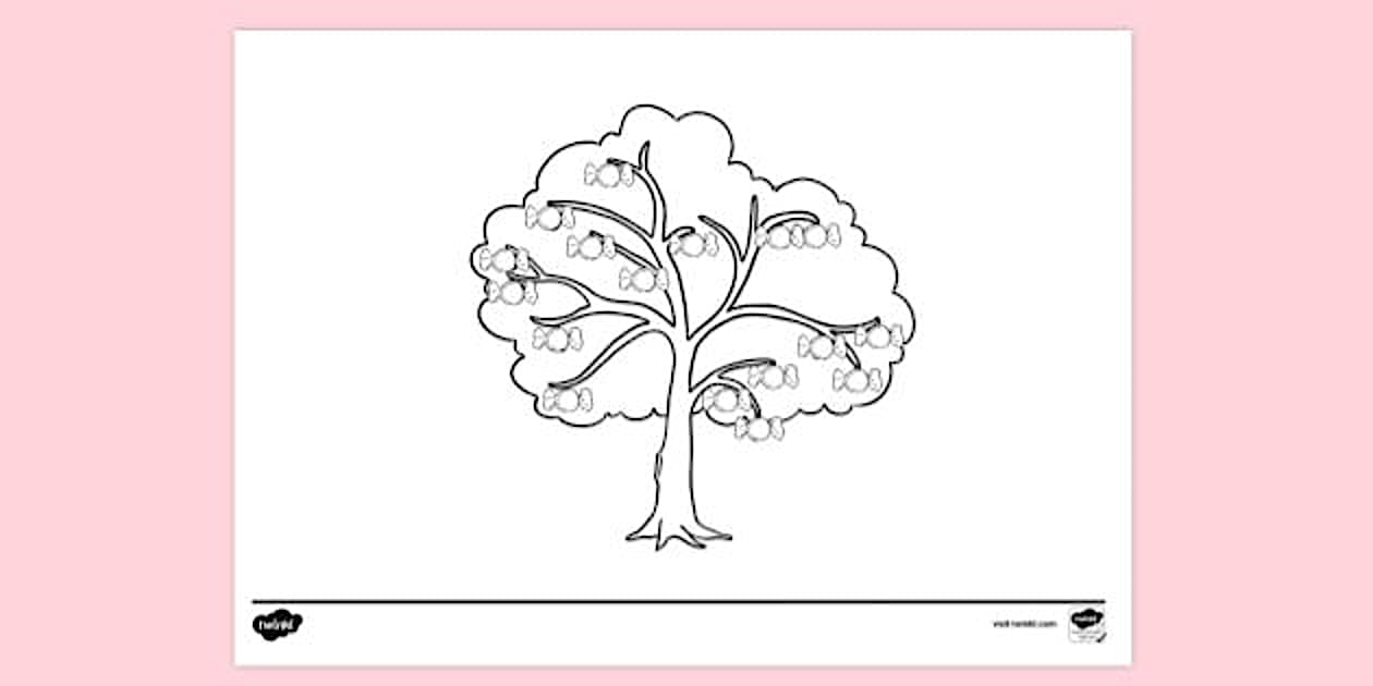 Tree with Wrapped Sweets Growing on it | Colouring Sheets