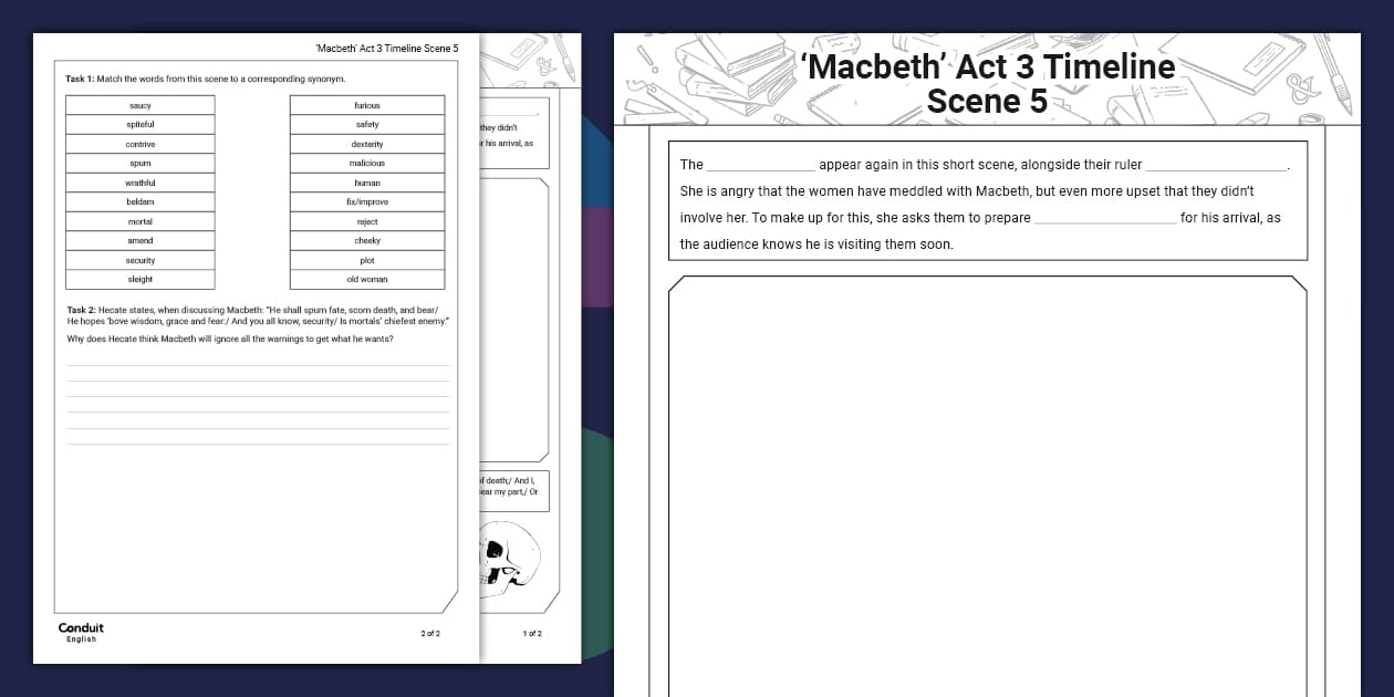 Macbeth Act 3 Scene 5 Timeline Activity Sheet (teacher made)