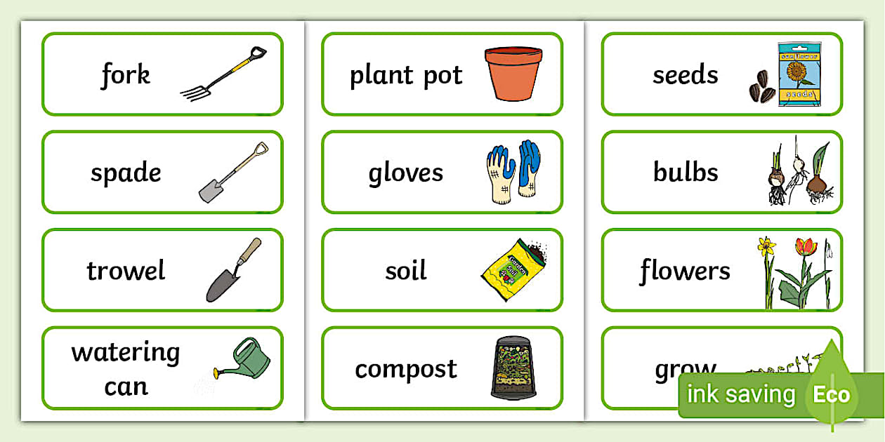 Gardening Word Cards (teacher made) - Twinkl