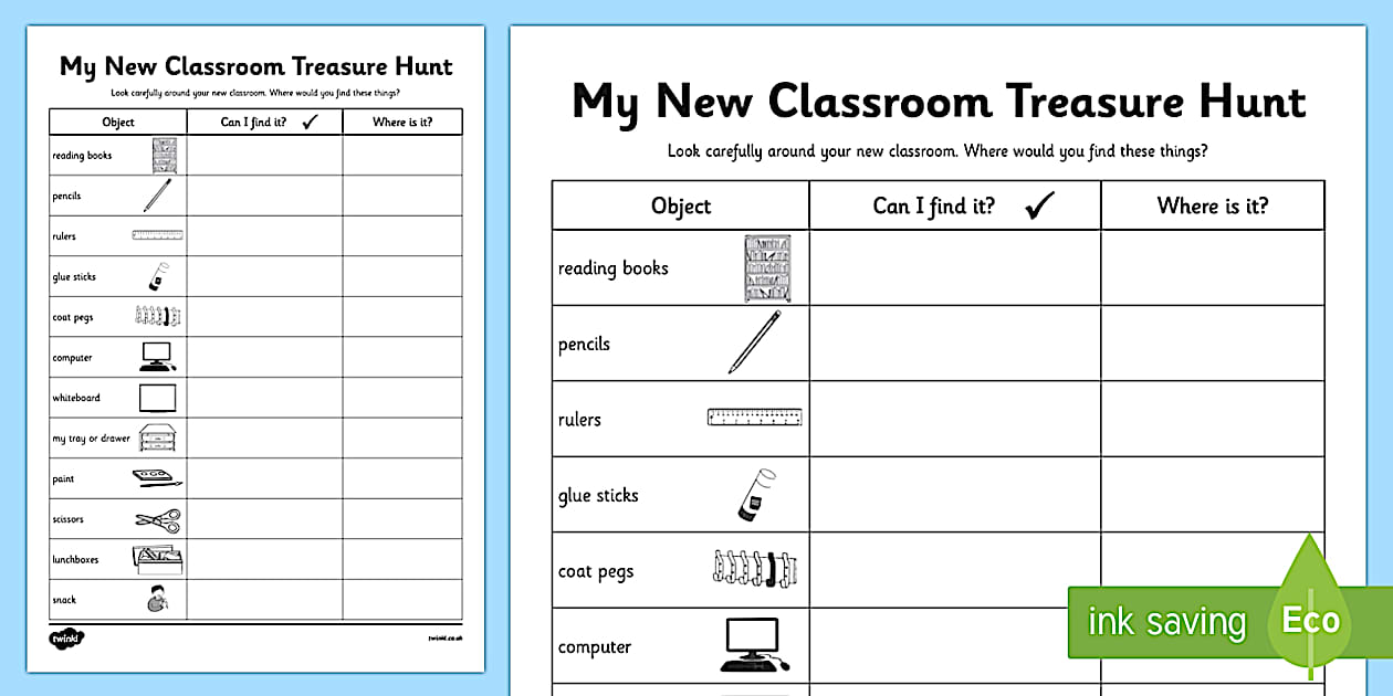 New Classroom Treasure Hunt | First Day back | Transitions