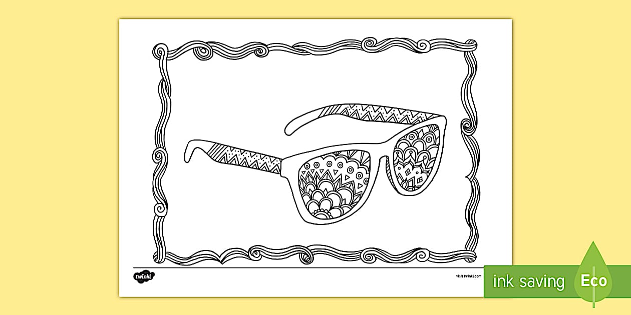 Sunglasses Mindfulness Colouring Page (teacher made)