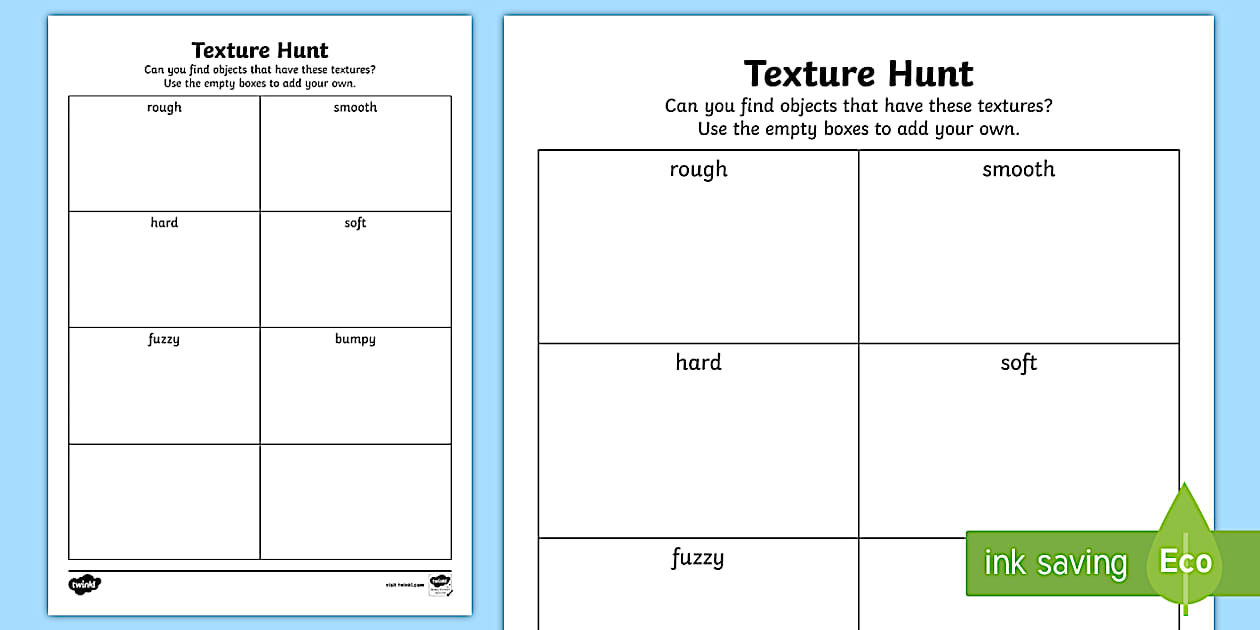 Texture Hunt Worksheet / Worksheet - Twinkl