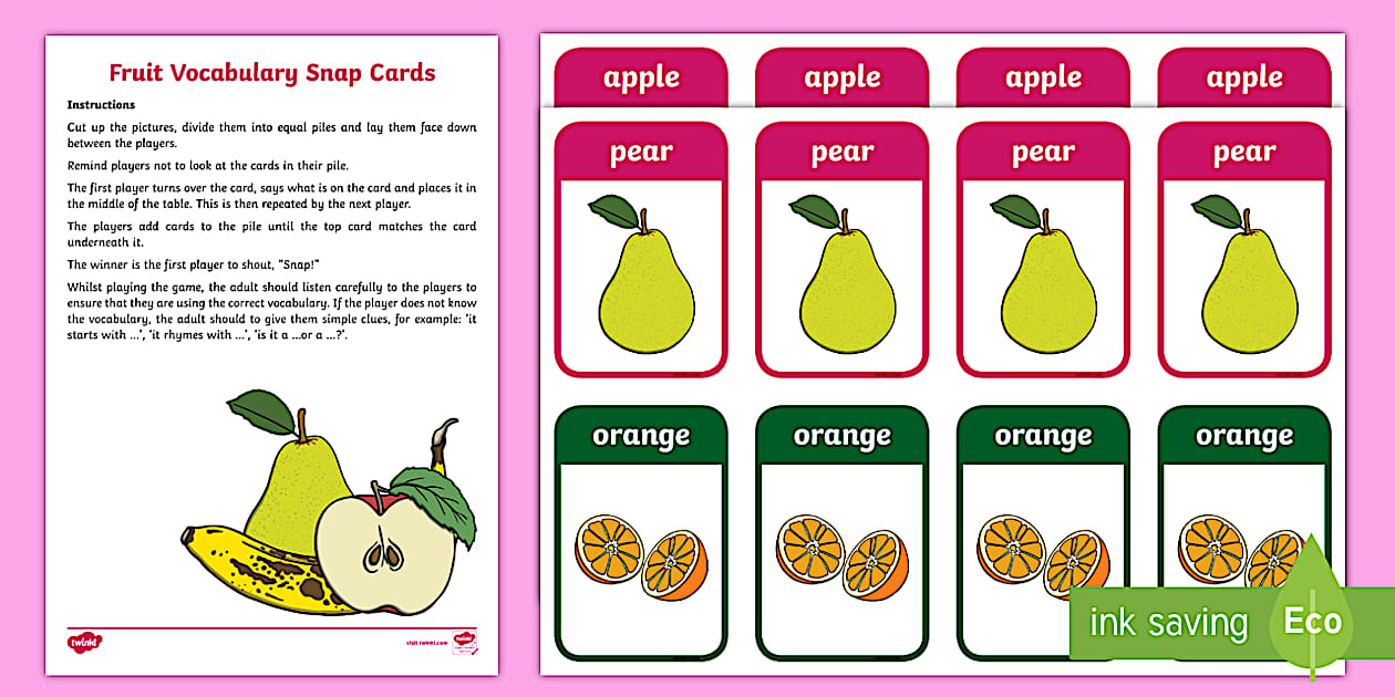 Fruit Vocabulary Snap Cards (teacher made) - Twinkl