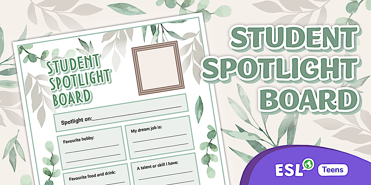ESL Student Spotlight Board - Botanical Theme