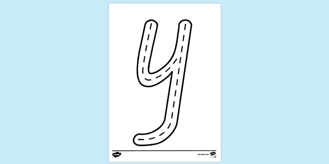 NZ Lowercase Y Road Lettering Colouring | Colouring Sheet