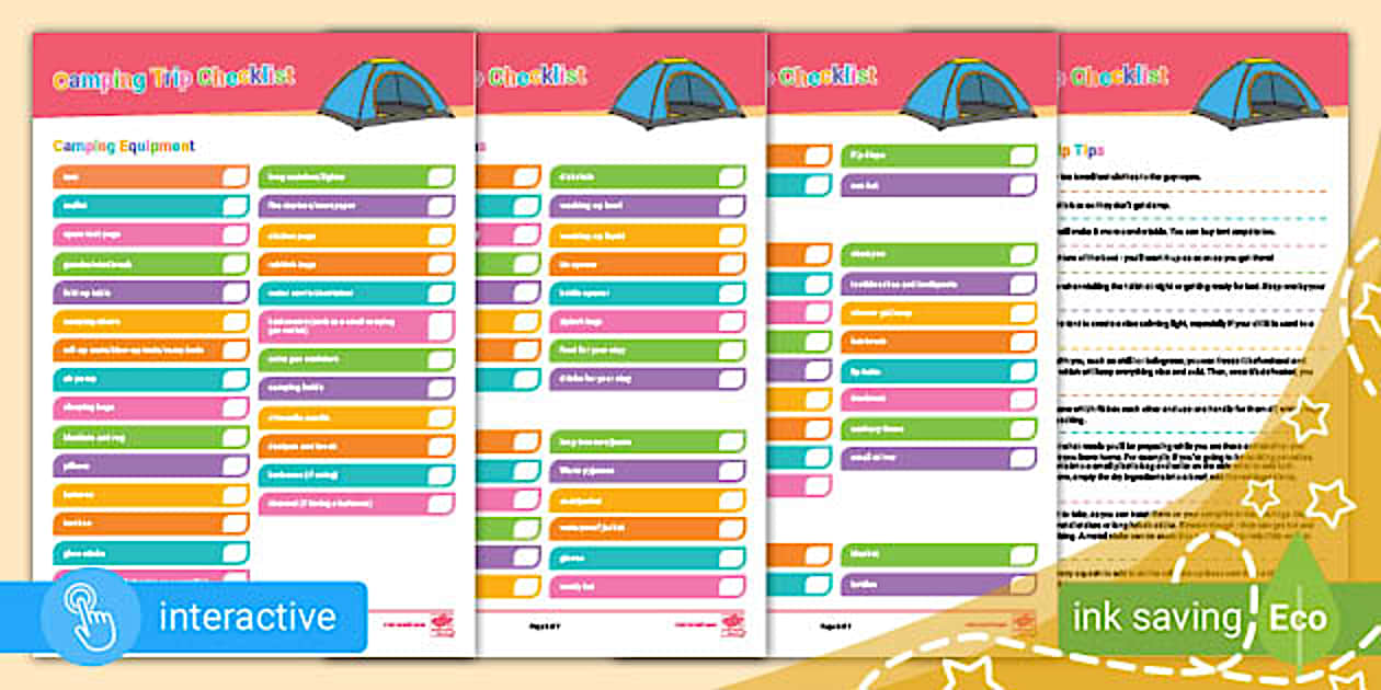 Printable Family Camping Trip Checklist | Twinkl Parents