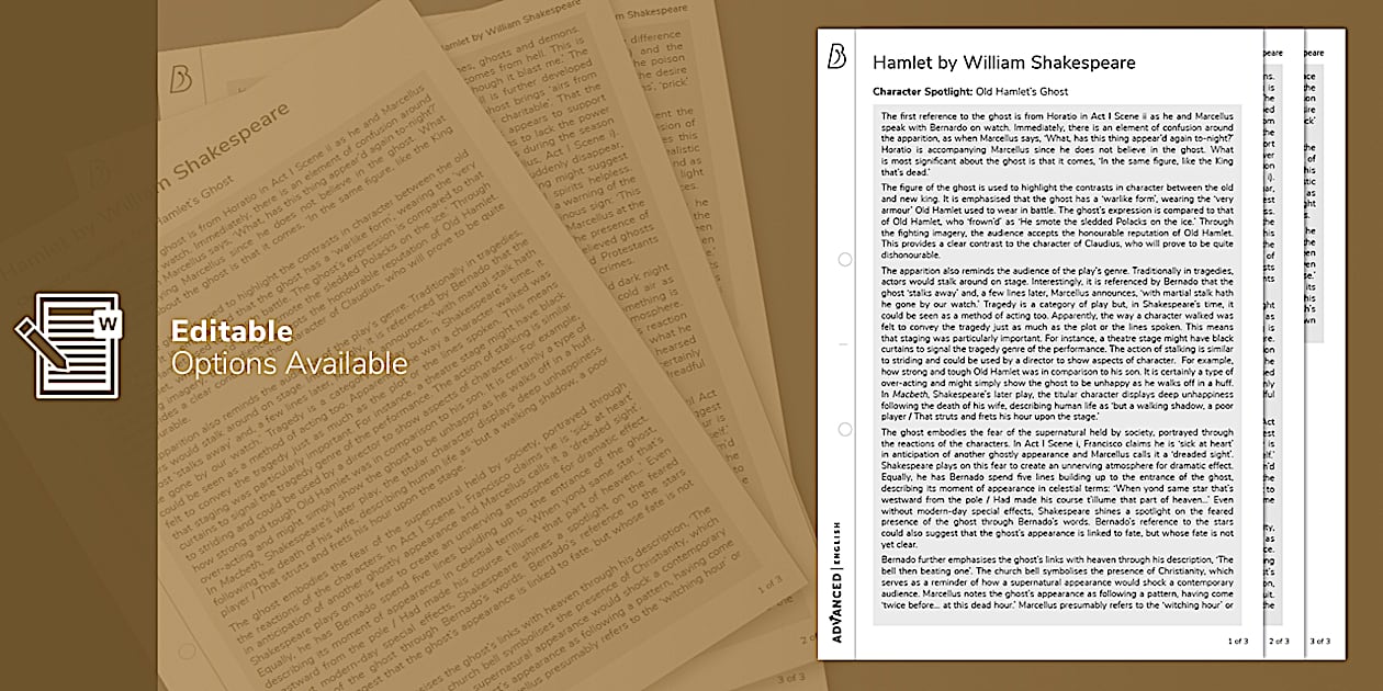 Hamlet Revision: Character Spotlight - The Ghost - Twinkl