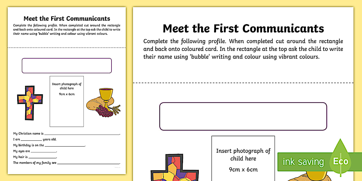 Meet the First Communicants Worksheet (portrait) Worksheet / Worksheet