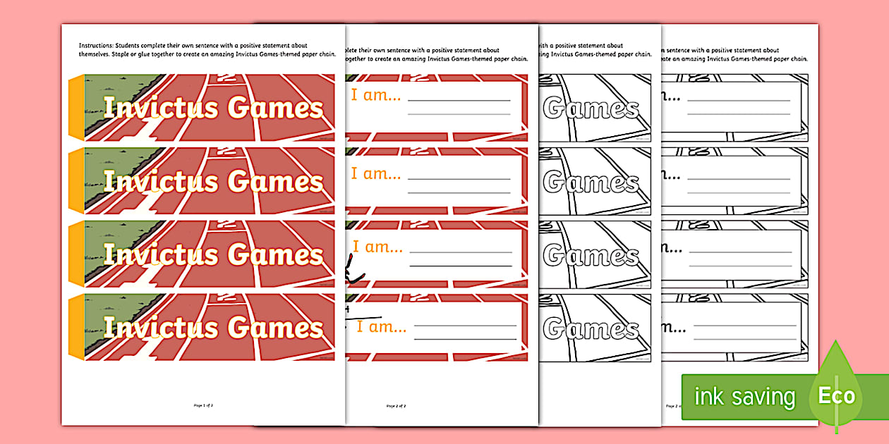 Black and White Invictus Games Paper Chain (teacher made)