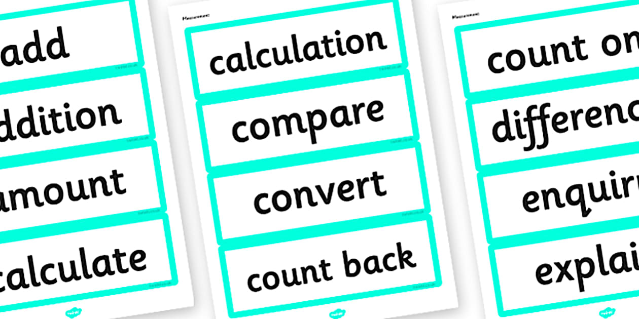 Year 3 2014 National Curriculum Maths Measurement Vocabulary Card - measure