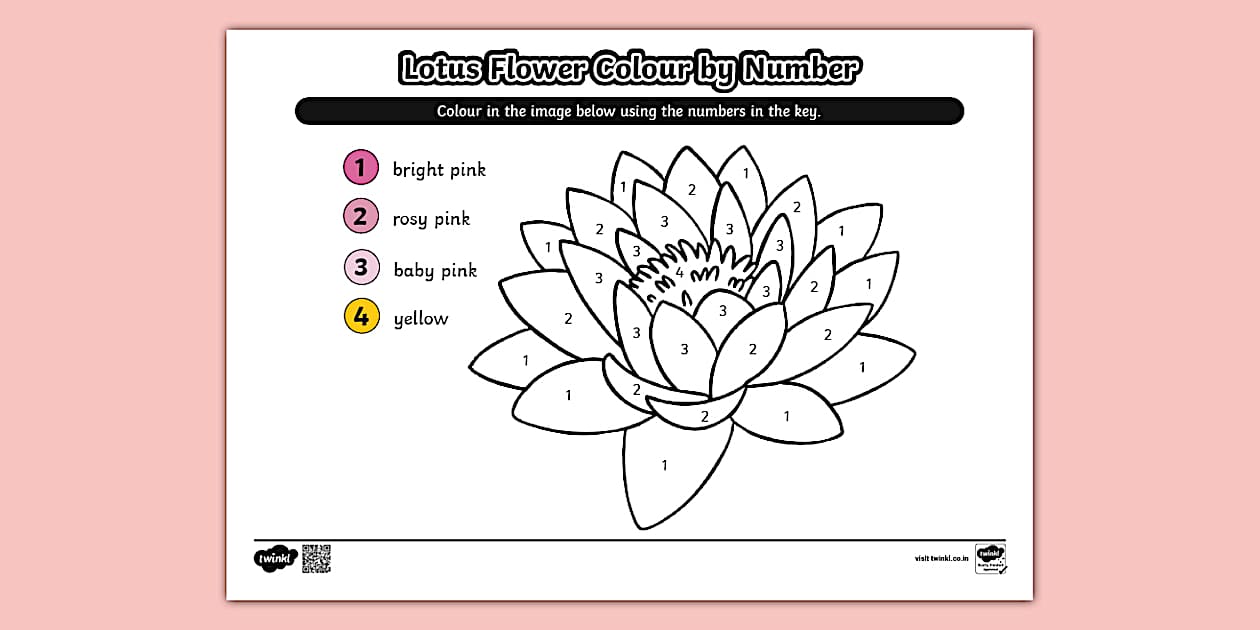 Lotus Flower Colour by Number Worksheet
