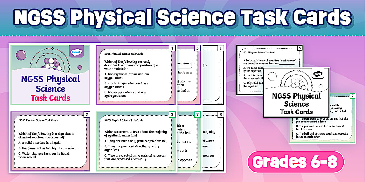 NGSS Physical Science Task Cards for 6th-8th Grade
