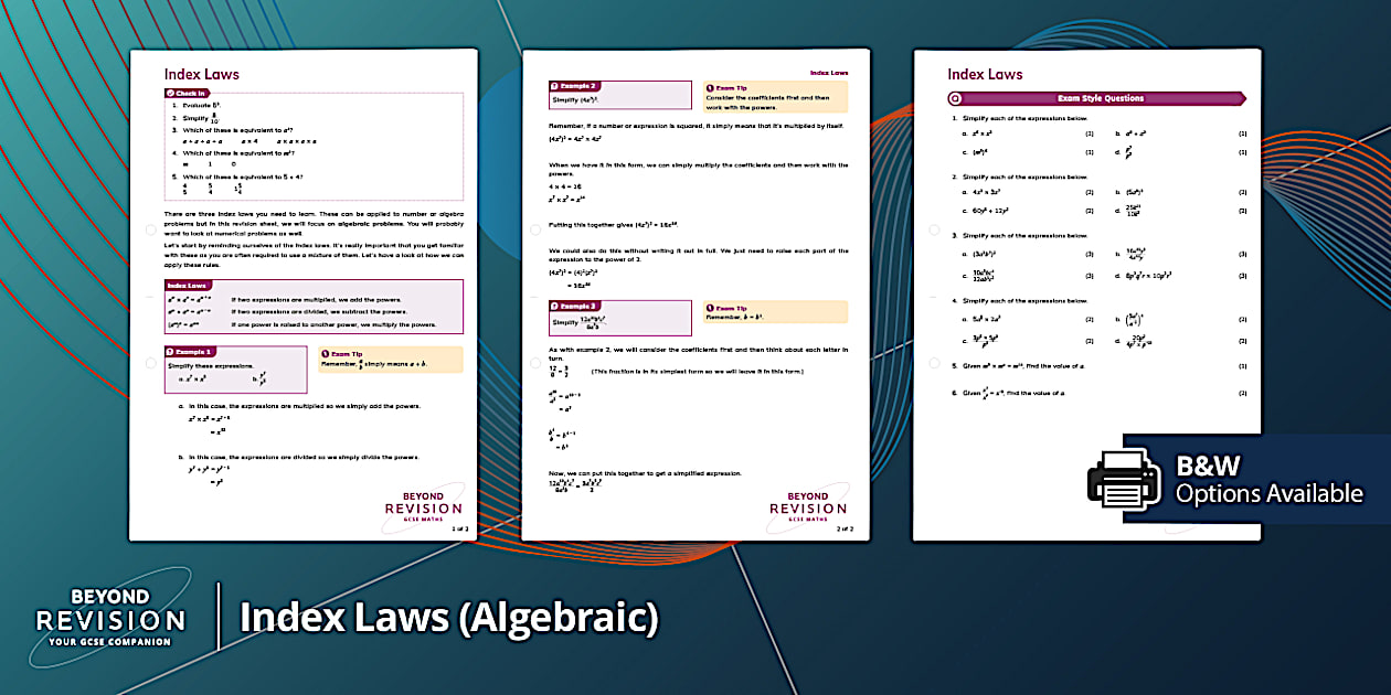 👉 Index Laws | Algebra Indices | Beyond (teacher made)