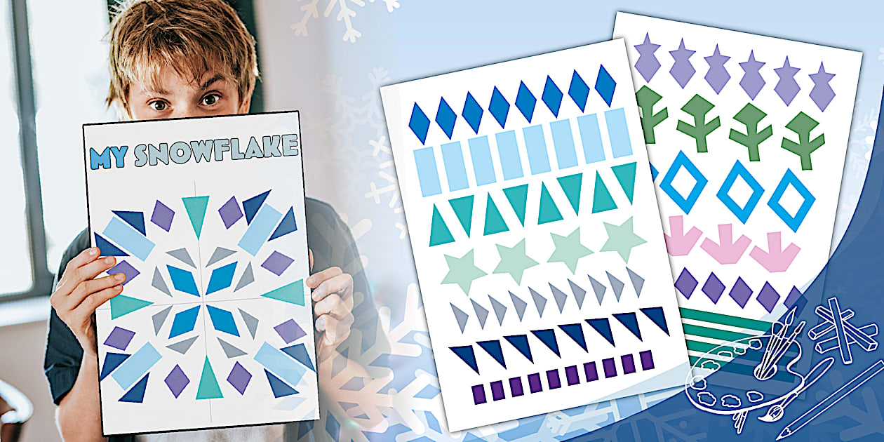 Design a Snowflake Winter Collage Activity Pack - Twinkl