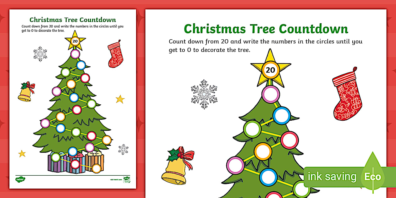 👉 Christmas Tree Countdown from 20 Activity - Twinkl