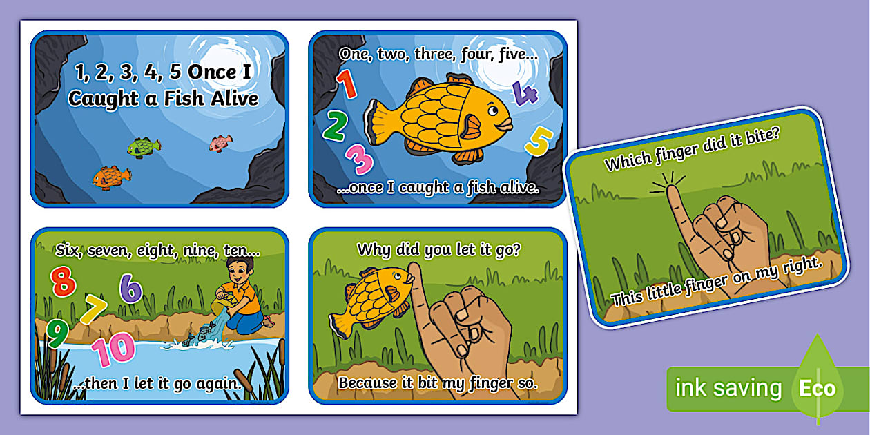 1, 2, 3, 4, 5 Once I Caught a Fish Alive Sequencing - Twinkl