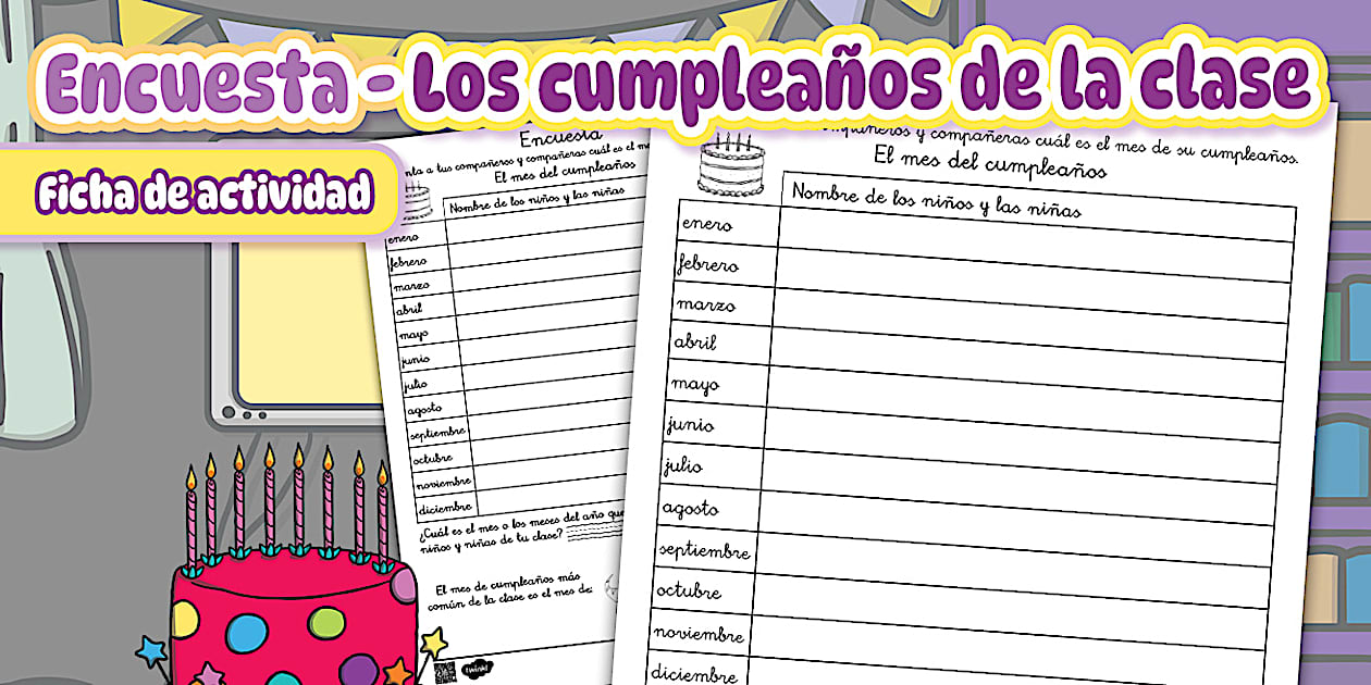 Ficha de actividad: Encuesta - Los cumpleaños de la clase