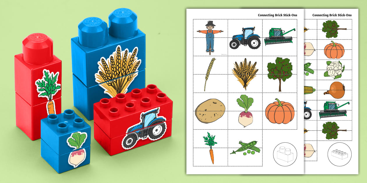 Harvest-Themed Matching Connecting Bricks Game | Twinkl