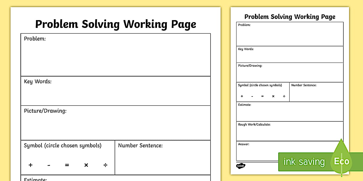 Problem Solving Working Worksheet / Worksheet - Twinkl