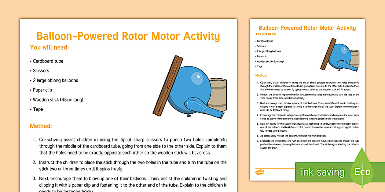 Balloon-Powered Rotor Motor Activity (teacher made) - Twinkl
