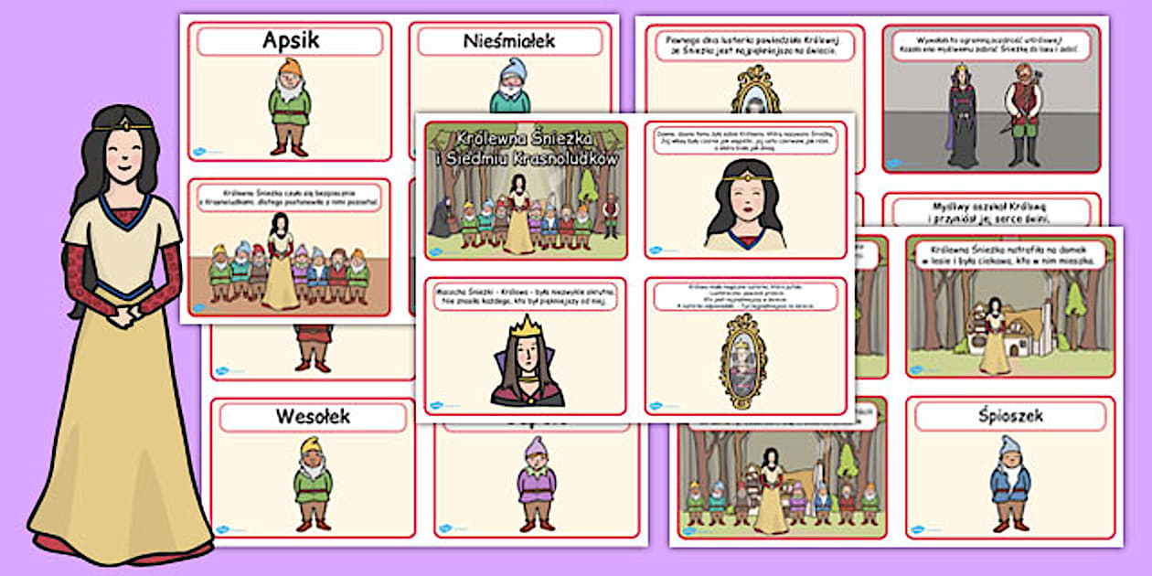 Black and White Snow White and the Seven Dwarfs Story Sequencing 4 per A4