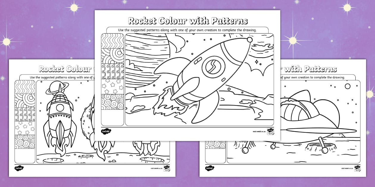 Rocket Colour with Patterns Activity (teacher made) - Twinkl