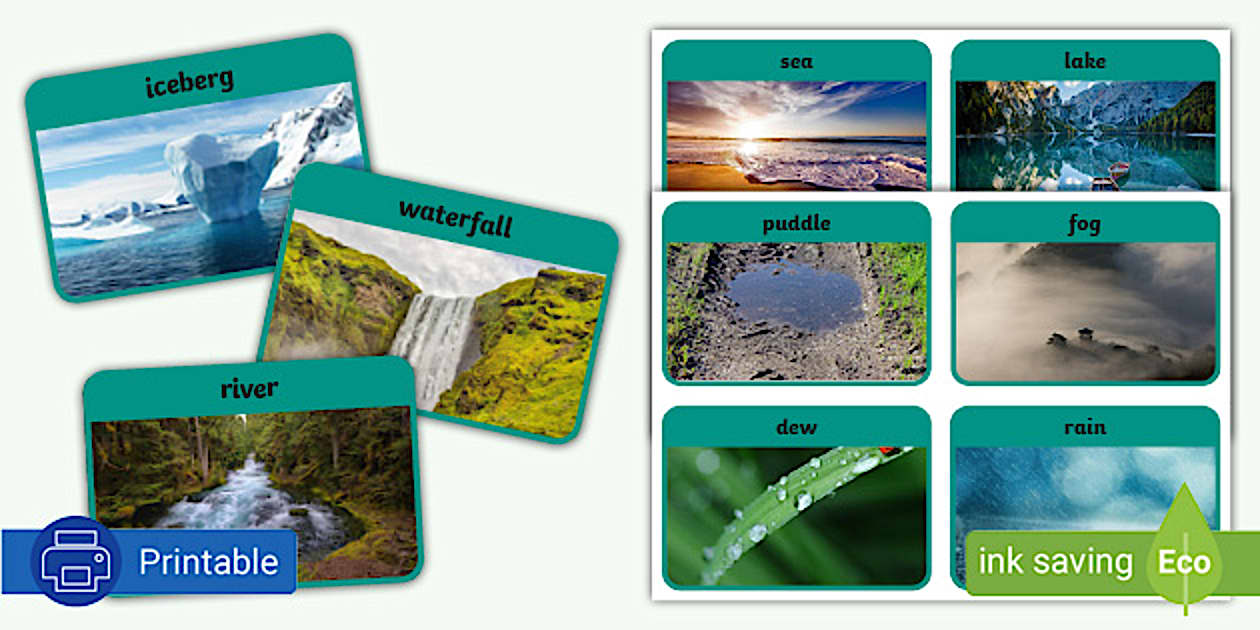 Water in Nature Flash Cards (teacher made) - Twinkl