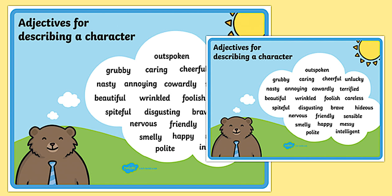 Cursive Adjectives For Describing a Character Poster